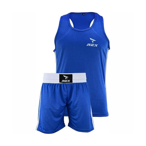 REX Blue Boxing Shorts and Vest – UK Best Boxing Wears Store-rexboxinggear